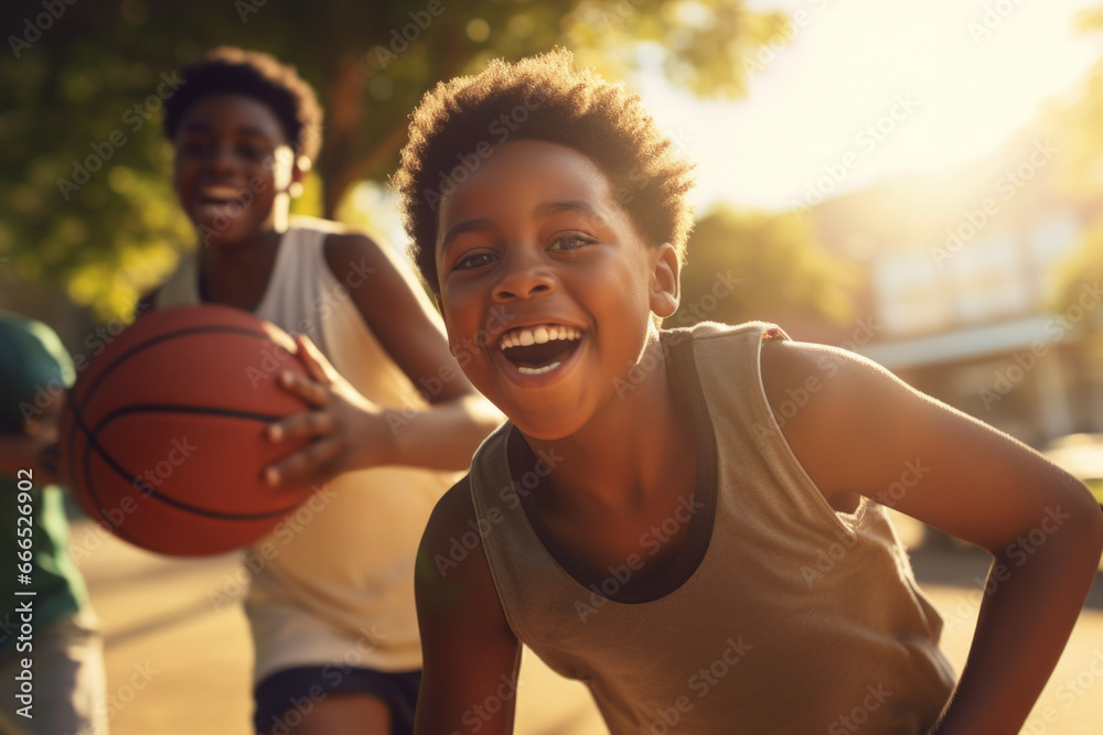 AI generative image of carefree African American kids playing ...
