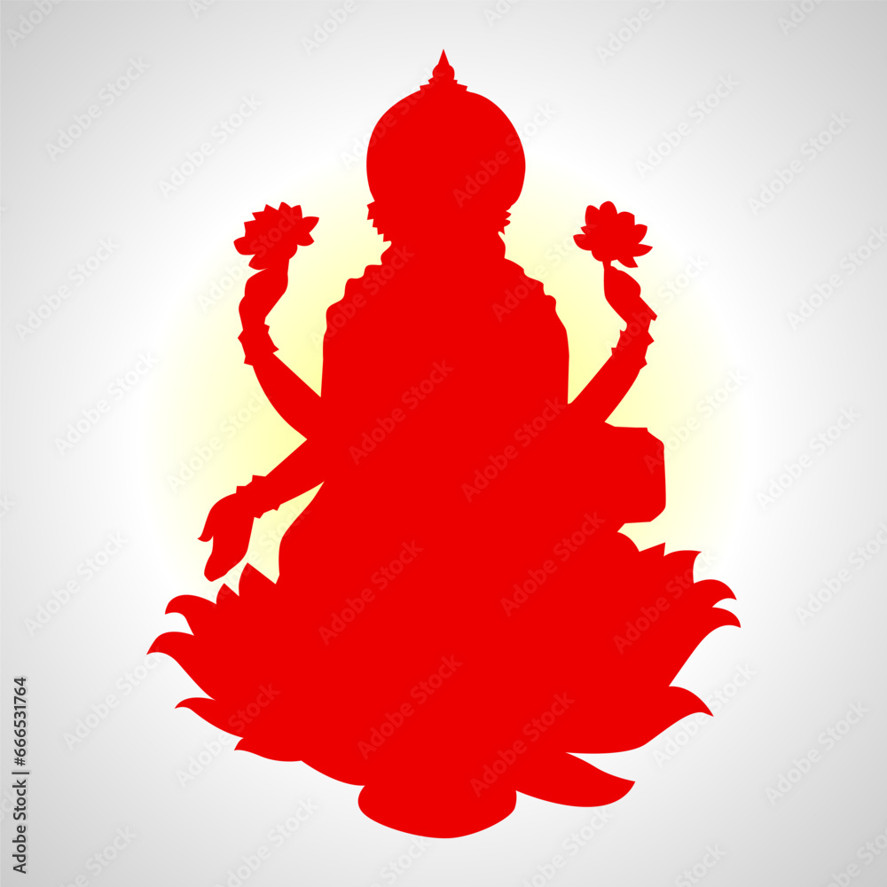 Red lakshmi vector silhouette icon. Diwali laxmi icon. Stock Vector ...