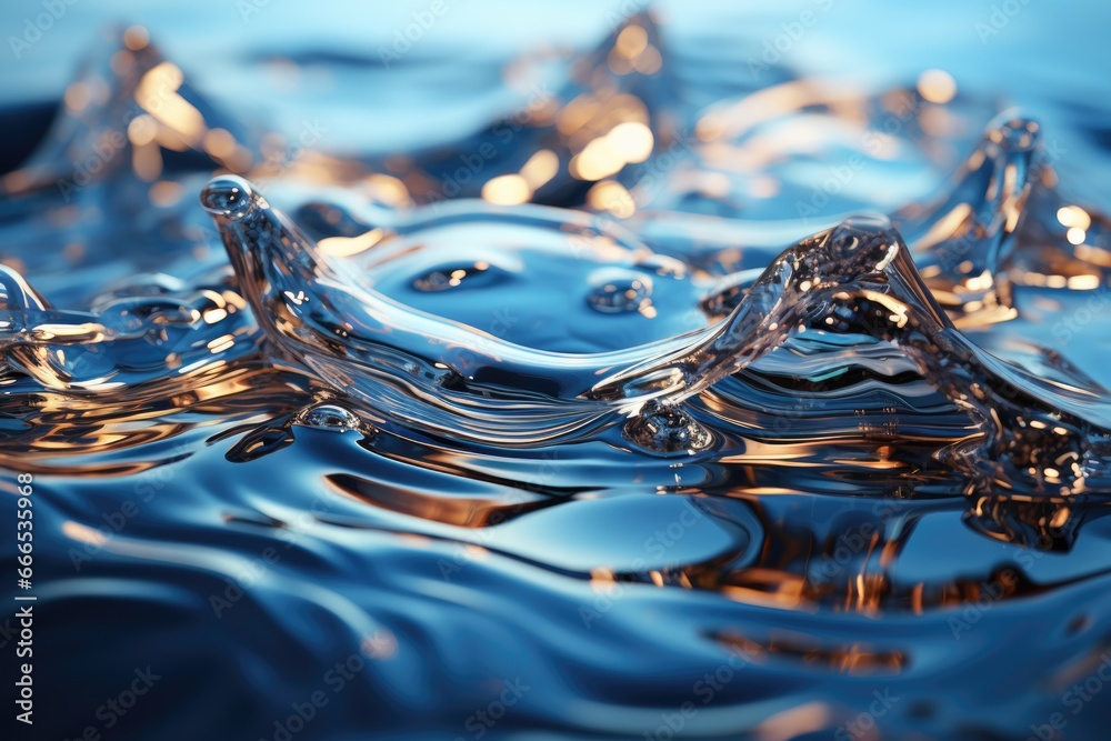 Water Drop and the ripple effect on the surface of the water. Concept ...