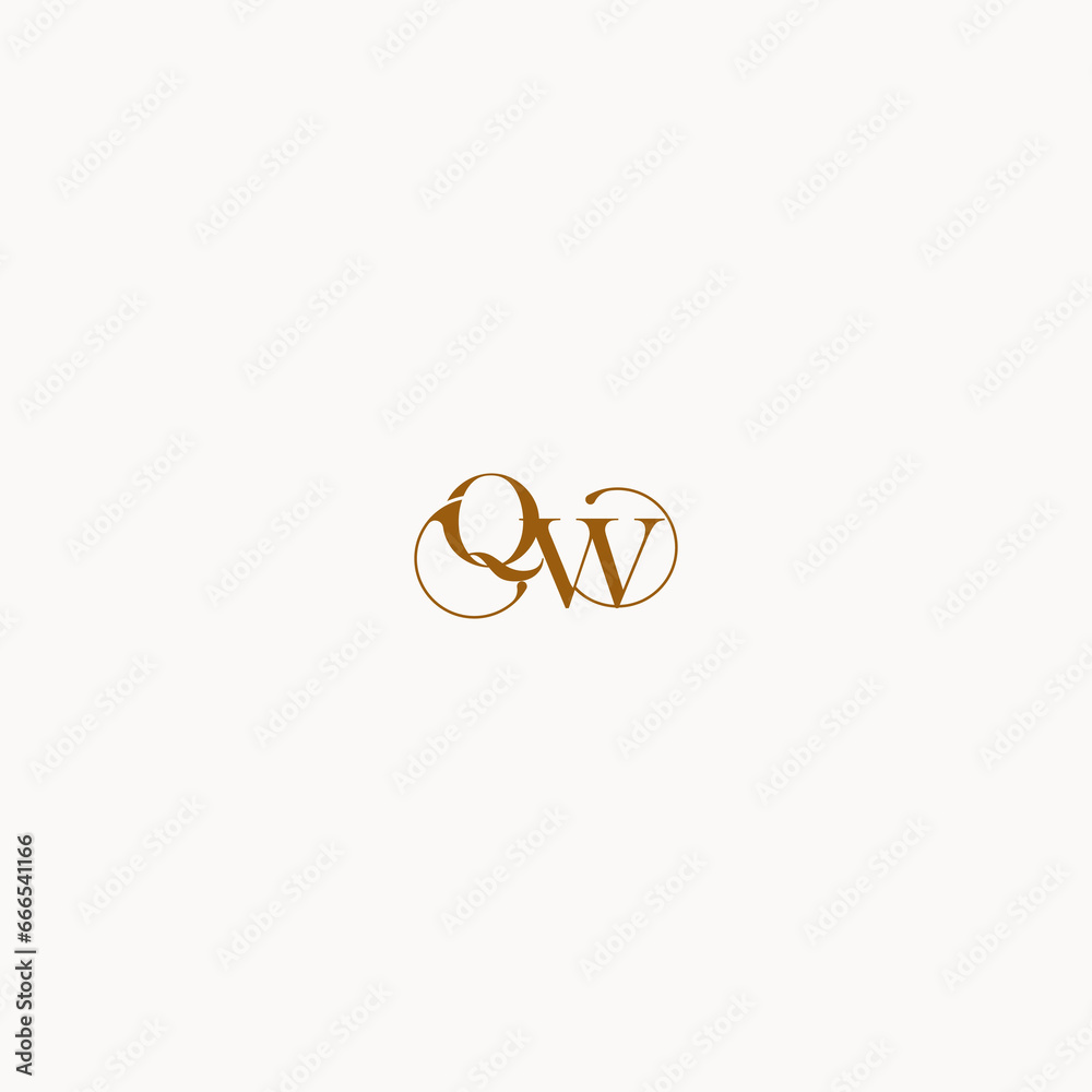 letter QW initial logo with elegant line concept luxury design Stock ...