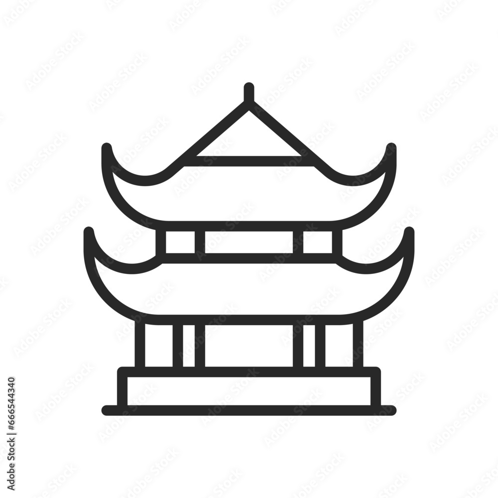 Asian Temple Icon. Vector Linear Illustration of Historic Oriental ...