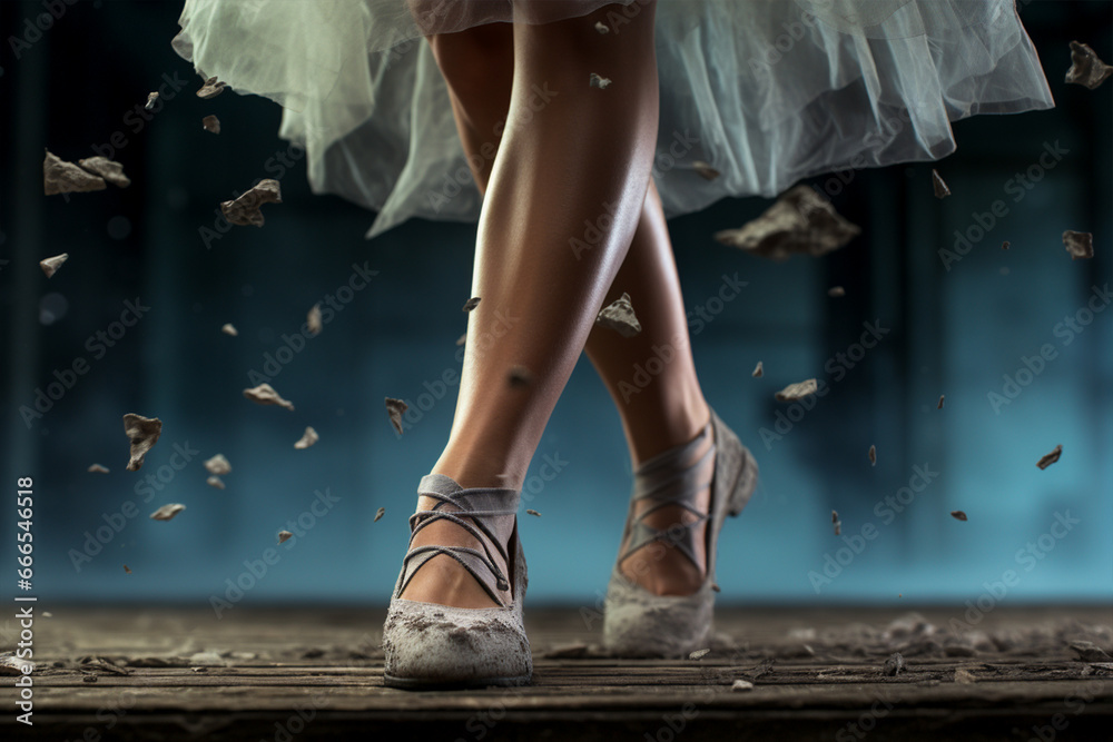 ballerina's feet on stage, Generated AI Stock Illustration | Adobe Stock
