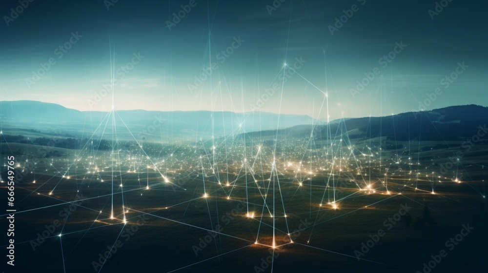 Electromagnetic waves cascading through a field of geometric nodes ...