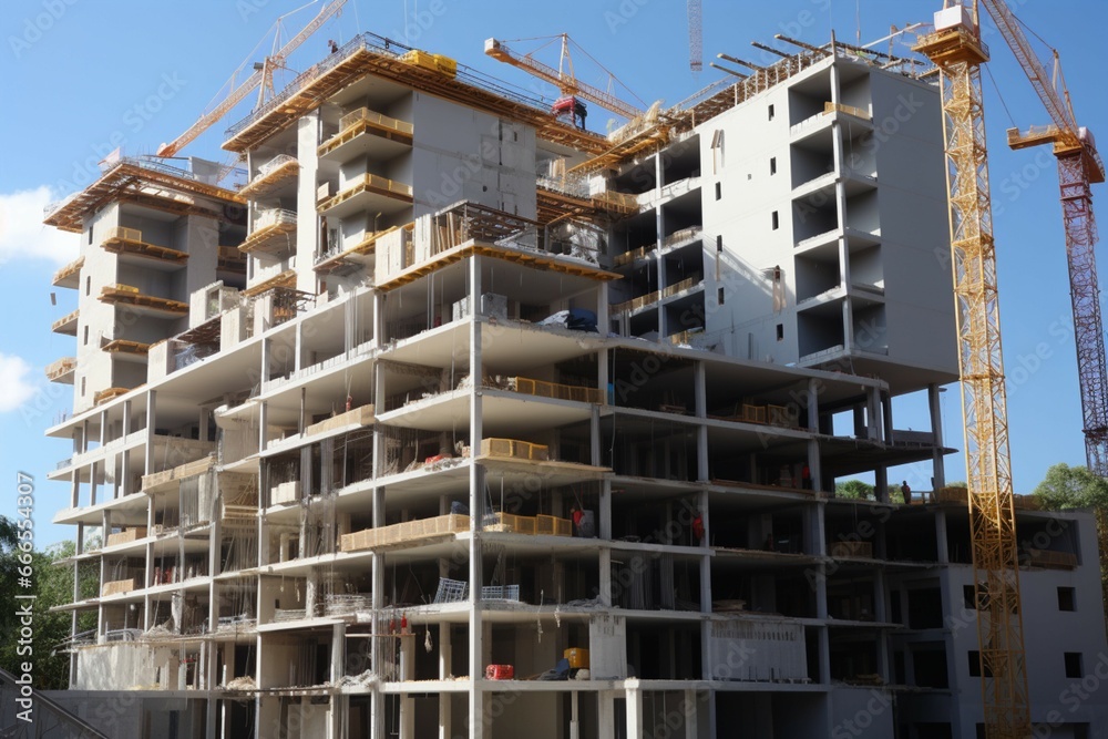 Residential building construction within a larger building complex, a ...