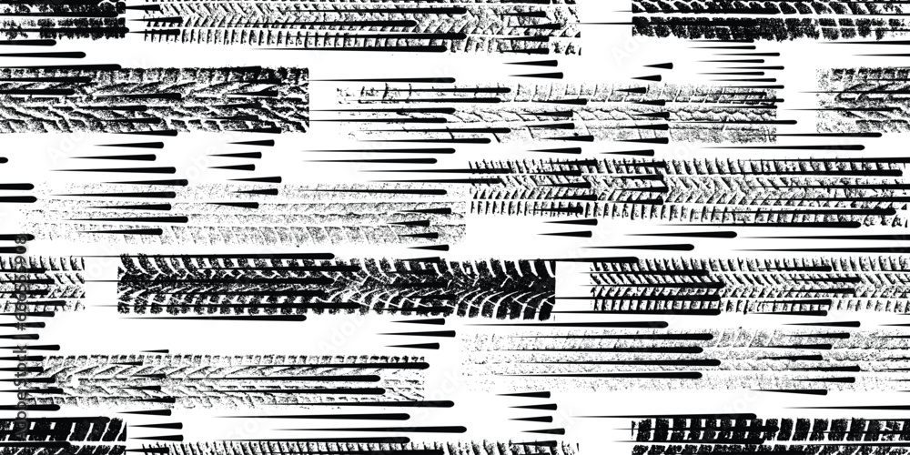Tire track seamless pattern. Grange tread marks Textured vector car ...