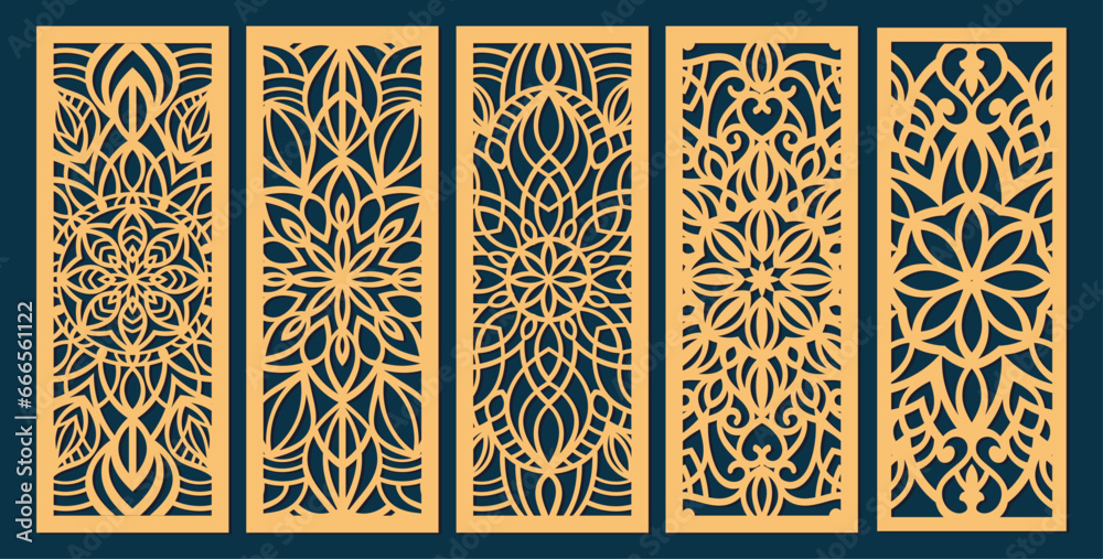 Big set of vertical panels, gratings. Abstract ornament, geometric ...