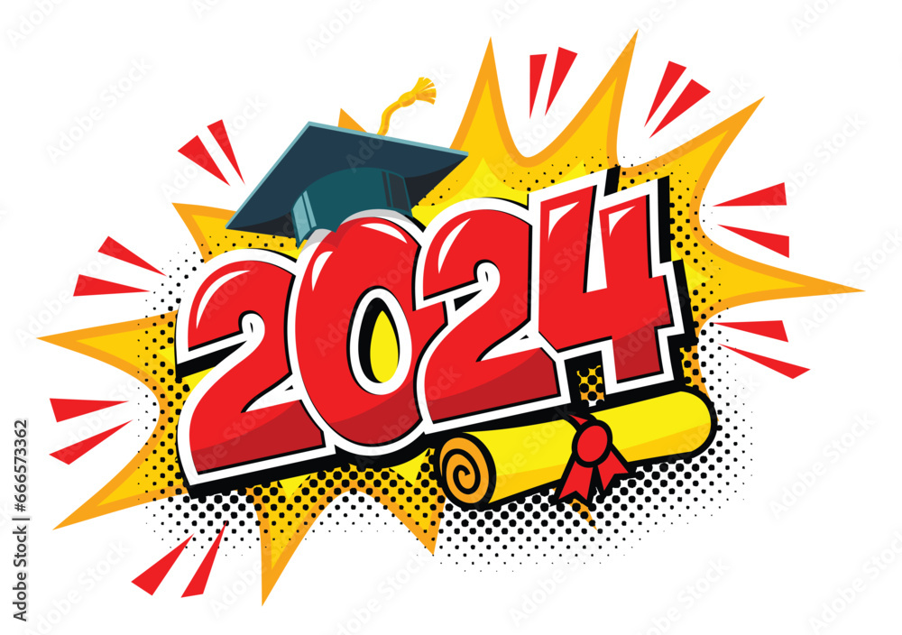2024 class graduate header. Decorate congratulation for school ...