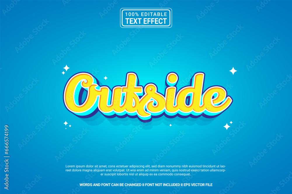 Editable text effect Outside 3d cartoon template style modren premium ...