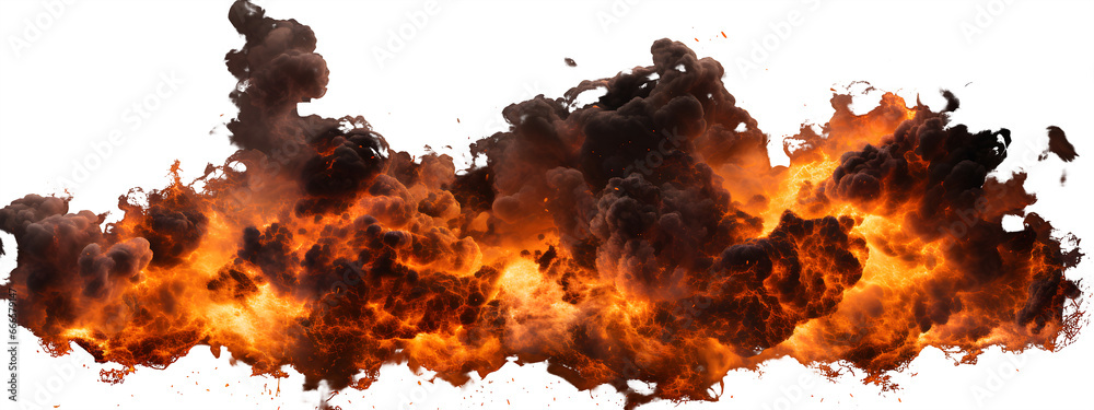 Photo & Art Print Massive fire explosion border. Generative AI, MDNANNU