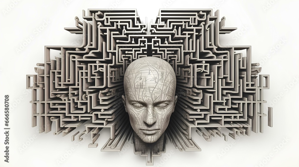 The subconscious mind as a maze and puzzle, the concept of psychology ...