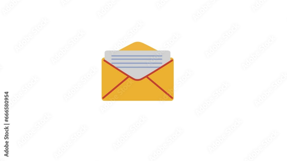 Animated opened envelope with mail pop up from inside. Email ...