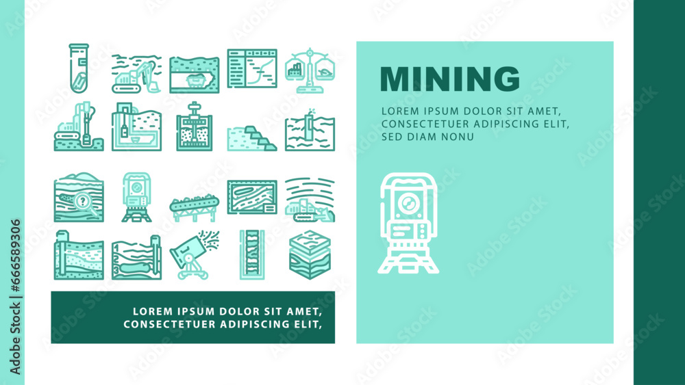 mining engineer industry landing web page vector. miner coal, equipment ...