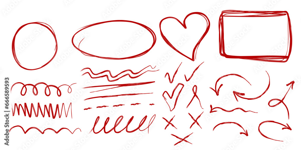 Hand drawn oval frames, highlight curve underline and arrows. Hand ... Hand drawn oval frames, highlight curve underline and arrows. Hand ...