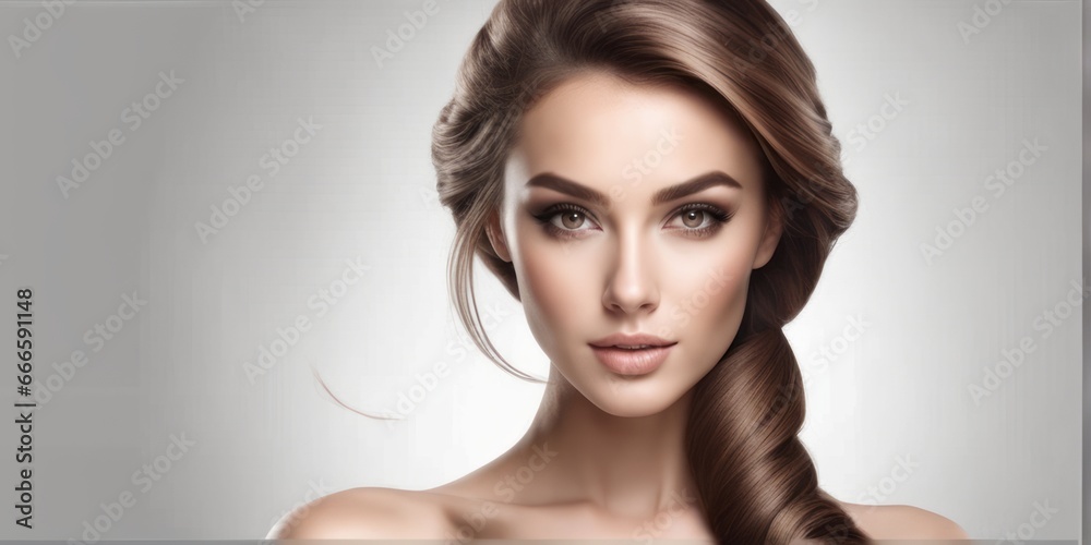 Portraits Close-up focus face of beautiful young female model. Focus on ...