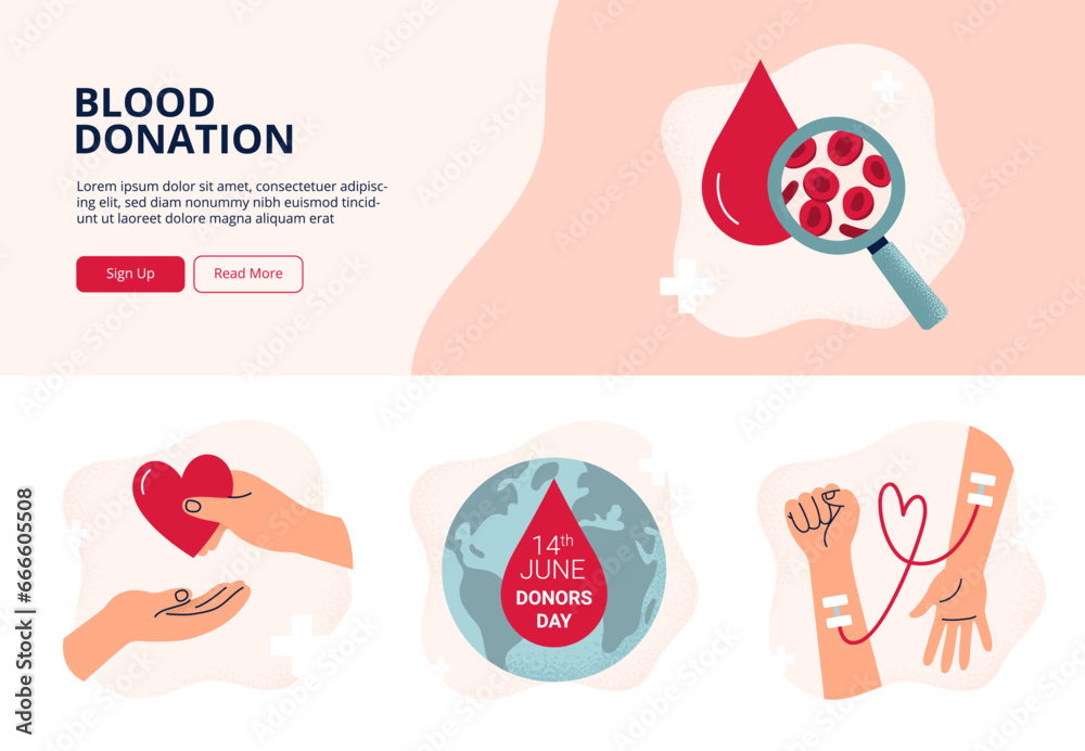 Blood donation concepts. World Blood Donor Day. Give blood, save life ...