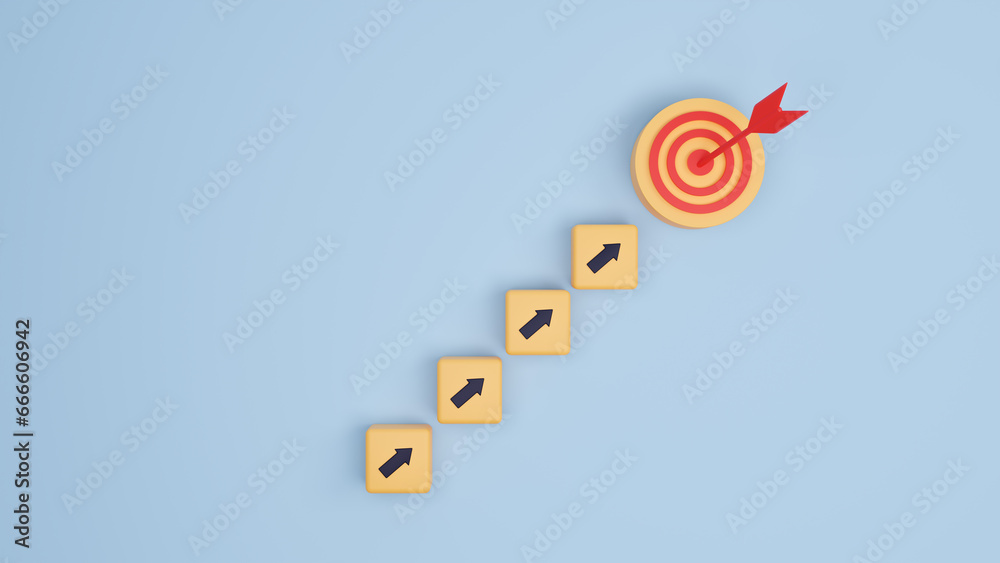 Step arrow leading point to target goal, symbolizing the drive to ...
