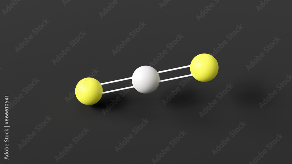 carbon disulfide molecule, molecular structure, building block, ball ...