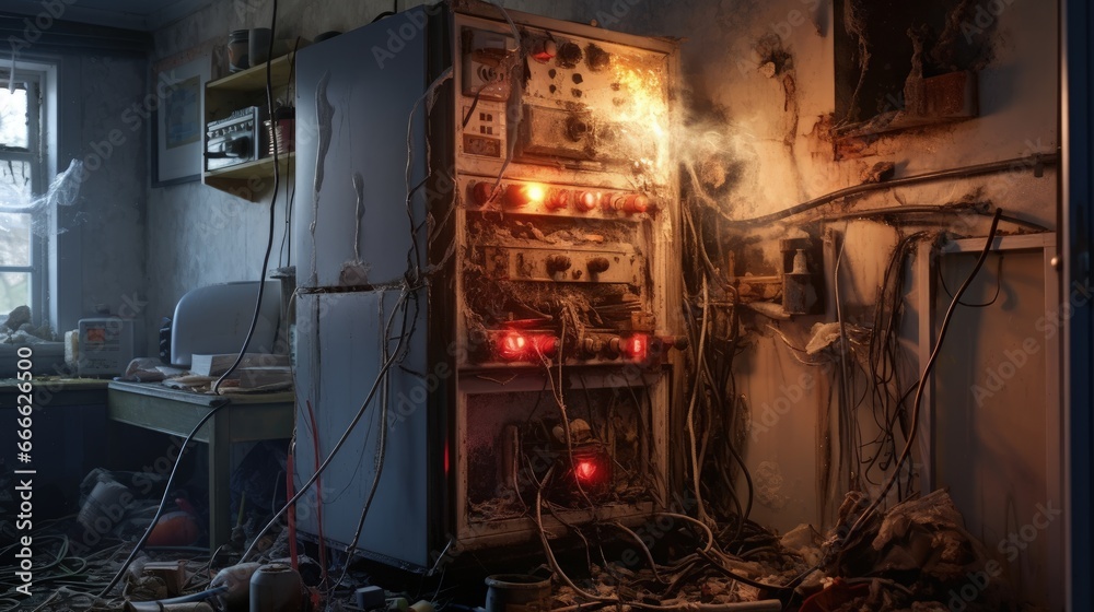 Foto de Fire caused by electrical faults including an unsafe fuse board ...