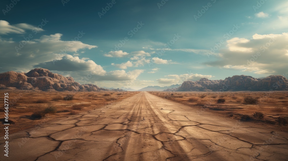 Deserted worn out road Digital post apocalyptic painting Empty 4k ...