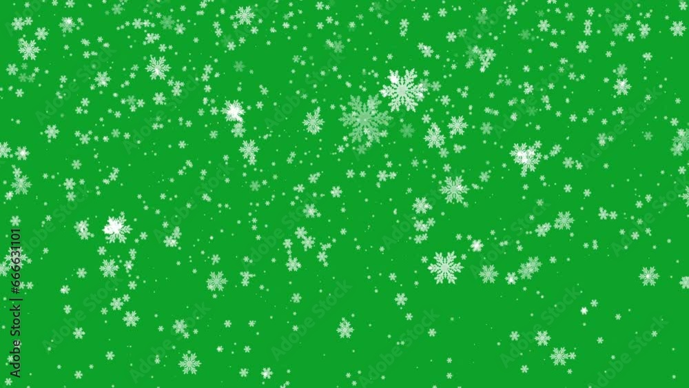 Snow falling down slowly 4K animation on Green screen. Christmas ...