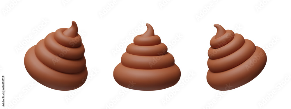 Set of 3D Pile of Shit. Render Stinking Poo Icon. Smelling Fecal ...