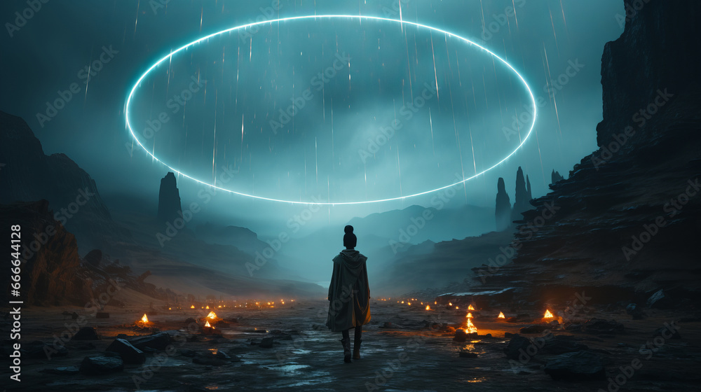 As the scorching sun beat down upon them, a lone figure trekked through ...