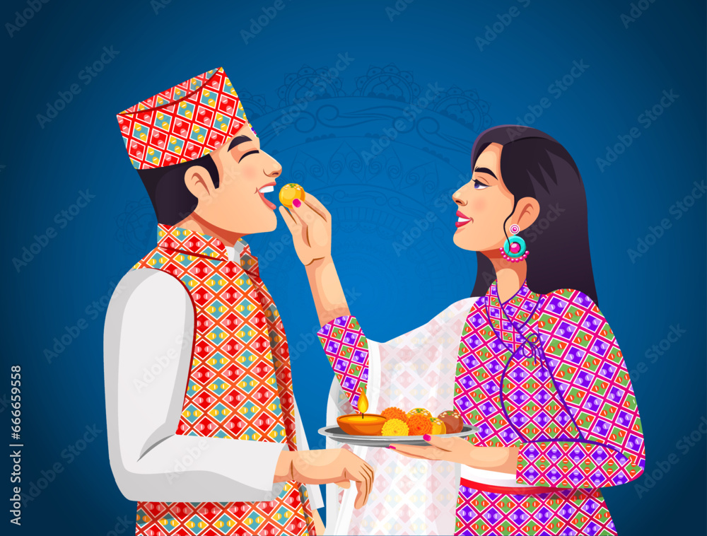 Vector background for Bhai Tika or Bhai Tihar a festival in Nepal ...