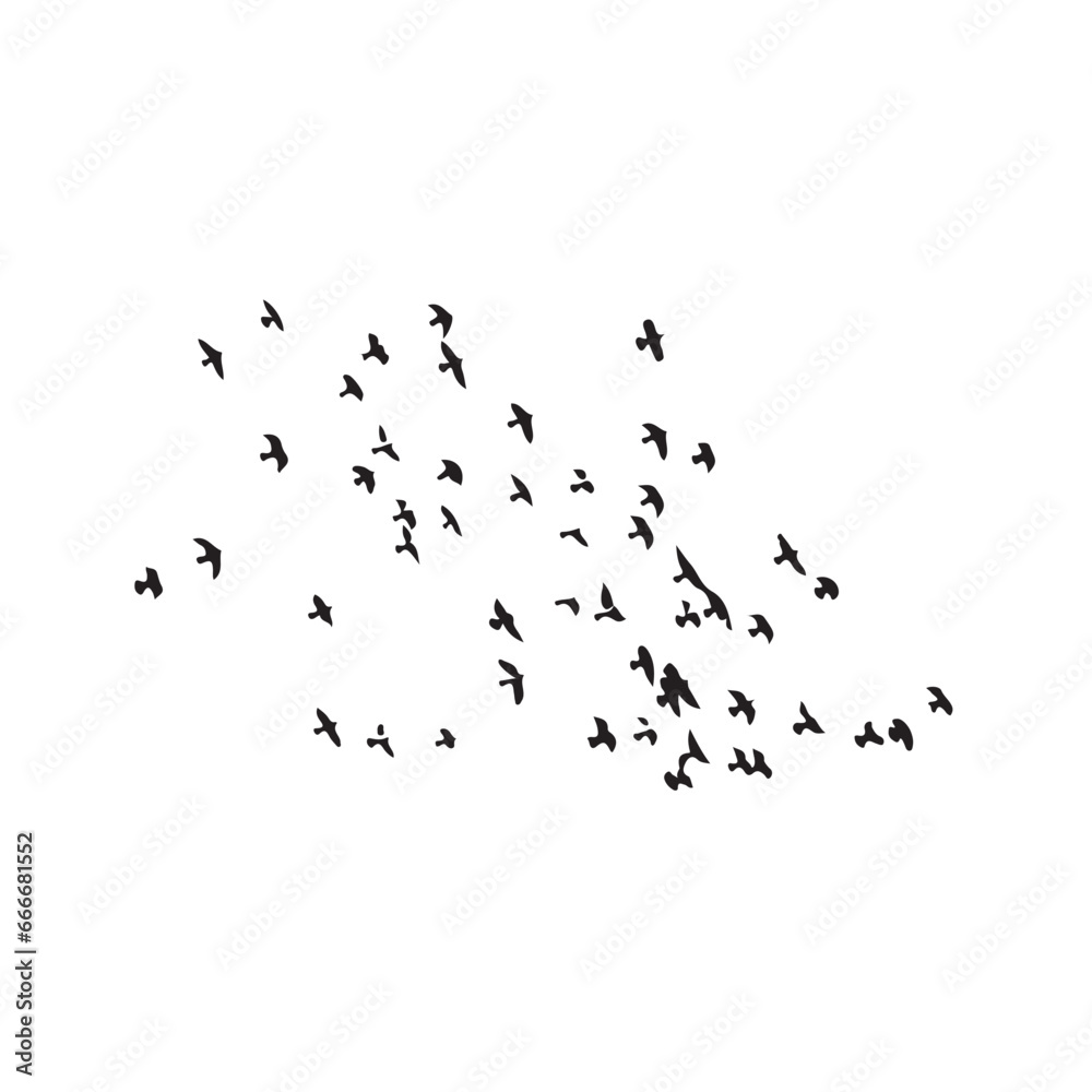 Flock of birds icon. Simple style bird nature poster background symbol ...