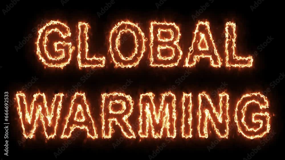 Fiery global warming text.concept of global warming and climate change ...