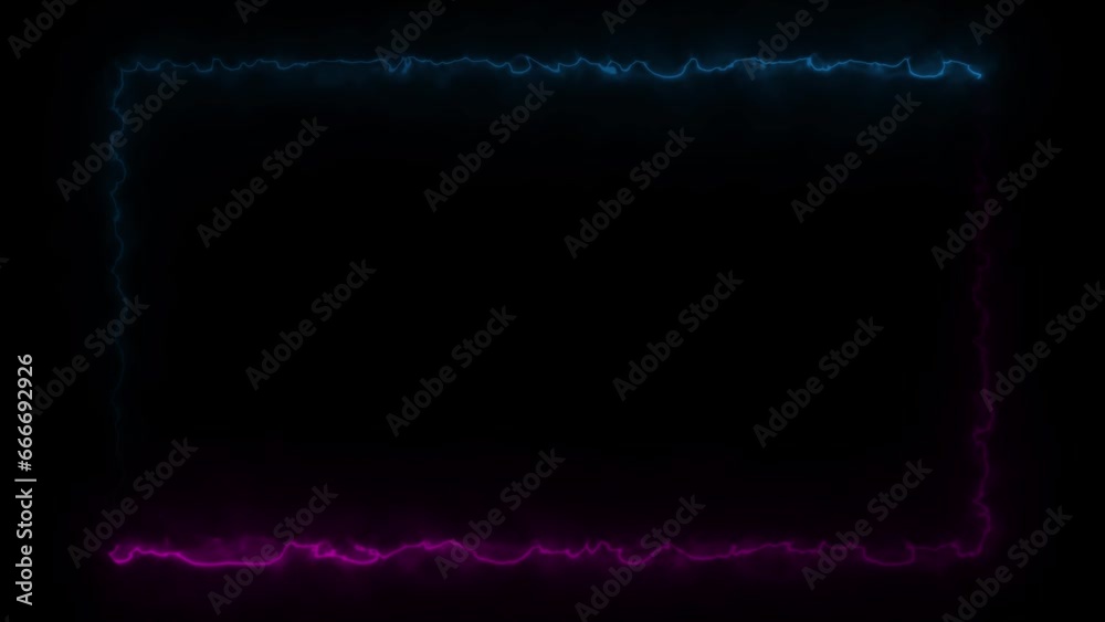 Light effect frame background. rectangular border with blue laser light ...