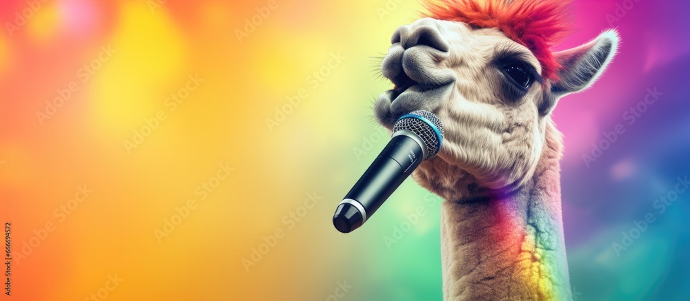 Superstar singing camel animals that sing into the microphone, with ...