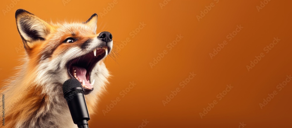 Superstar singing fox animals that sing into the microphone, with copy ...
