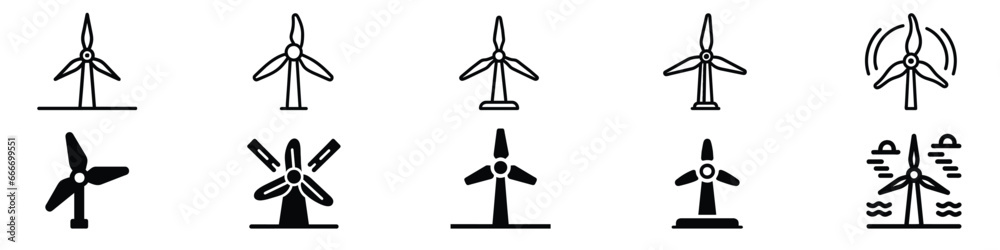 Wind turbine power symbol icon. Wine turbine icon showing wind power ...