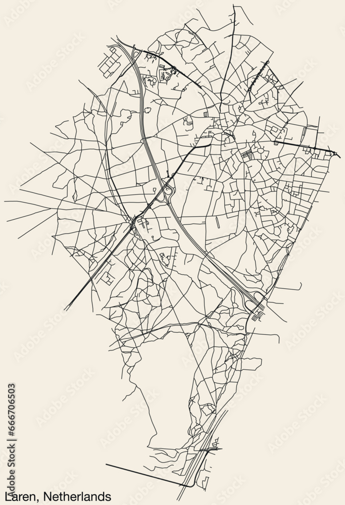 Detailed hand-drawn navigational urban street roads map of the Dutch ...