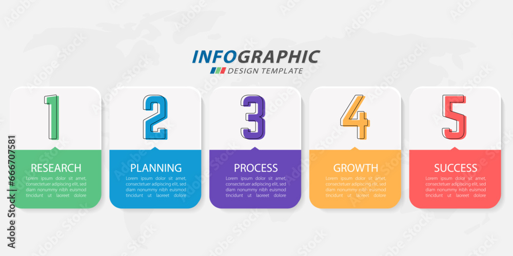 Timeline Creator infographic template. 5 Step timeline journey, calendar Flat simple ...