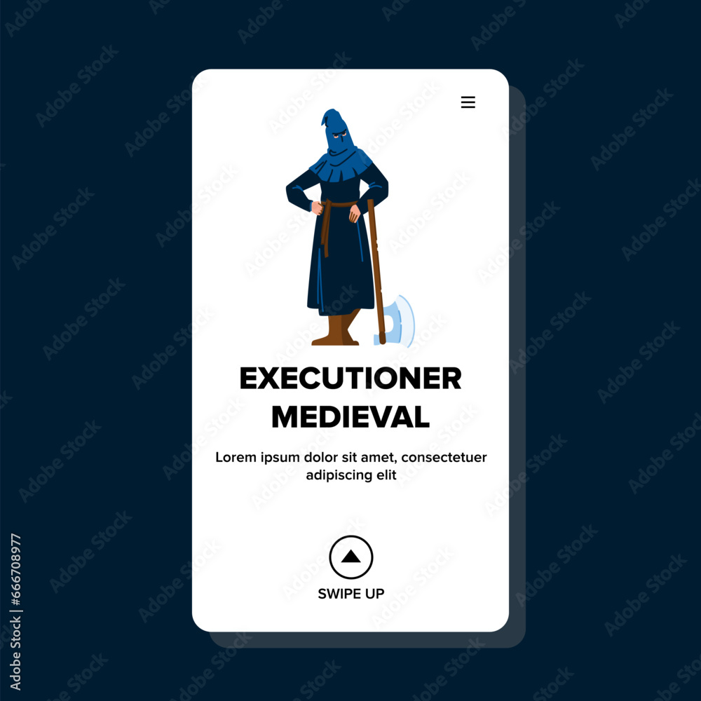 history executioner medieval vector. man character, royal middle ...