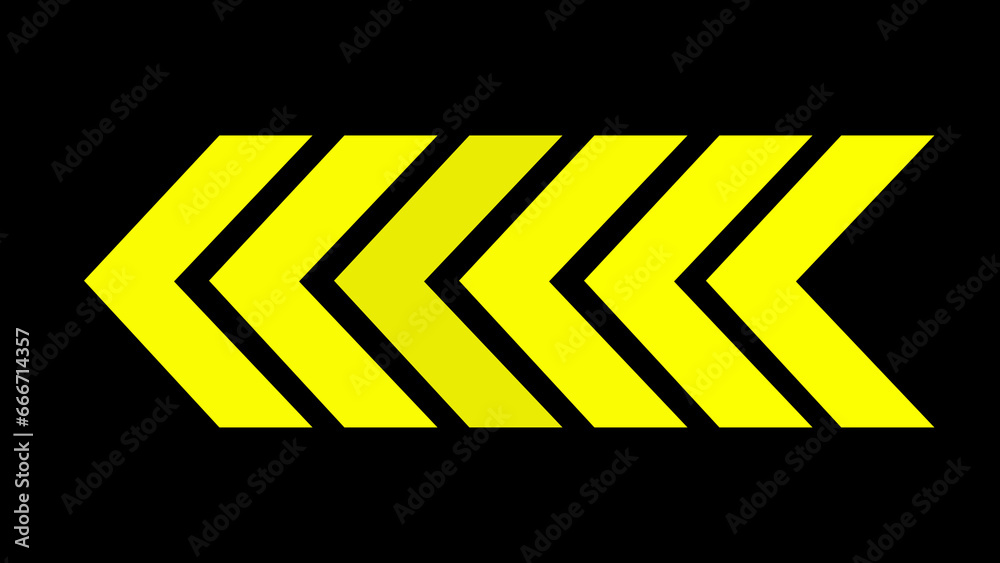 Yellow directional arrows drawn on black background. Warning arrow road sign turn left. arrow ...
