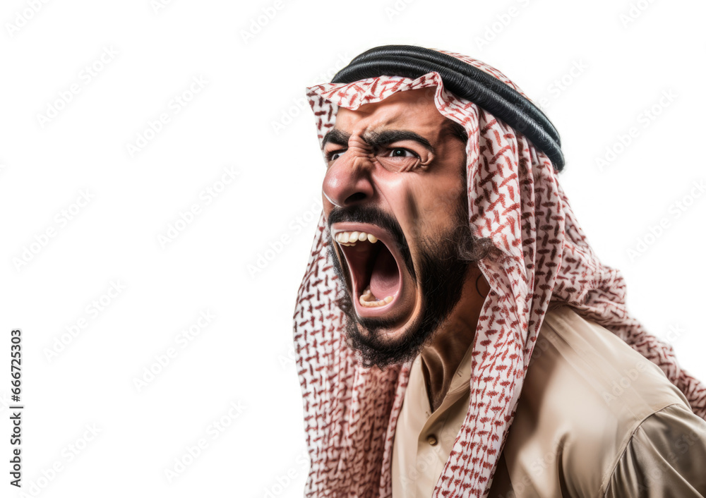 ภาพประกอบสต็อก Turbulent Times in the Middle East. Furious Arab Man ...