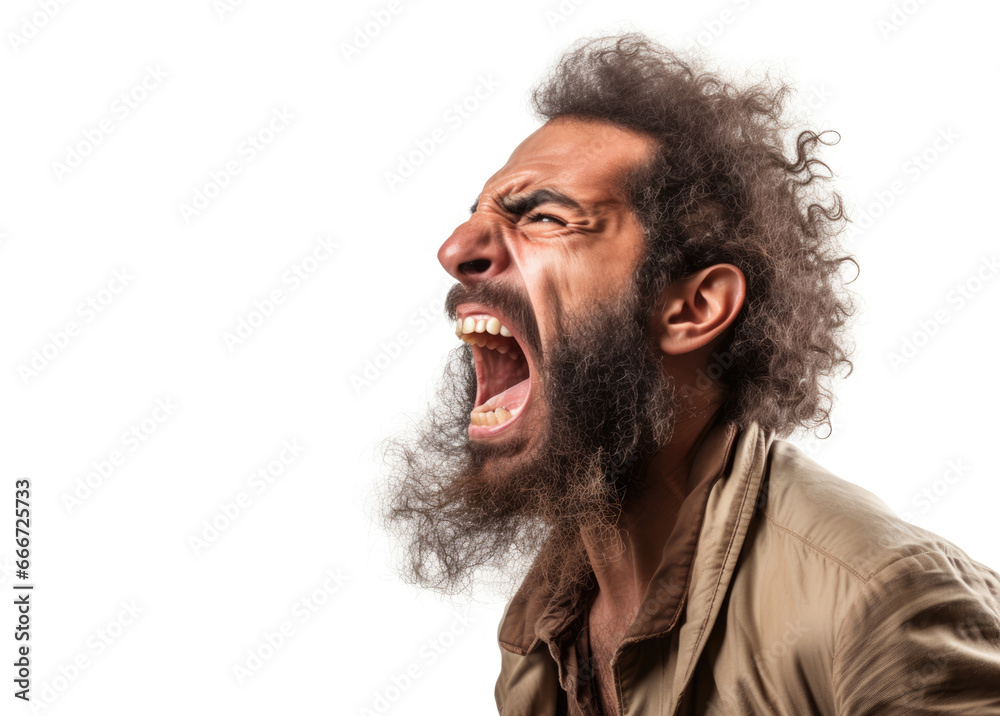 Agonized Outburst: Man Yelling in Anger. Intense Emotional Release: Man ...
