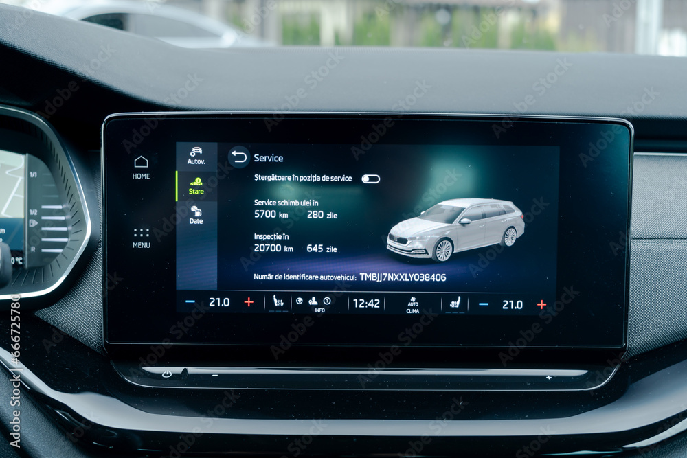 Cluj-Napoca, Cluj-Romania-03.11.2024 - Skoda Octavia 2021 navigation ...