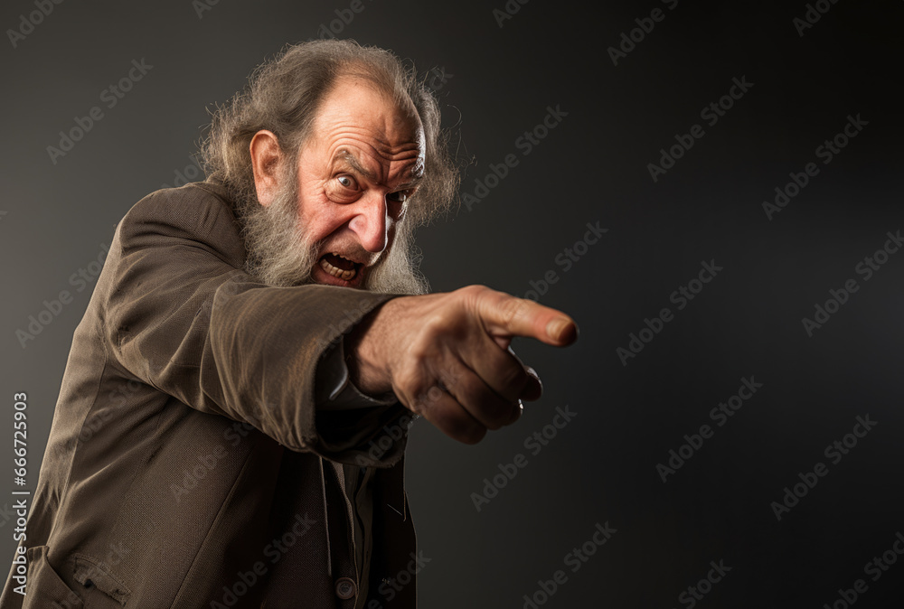 angry old man pointing his finger. Stock Illustration | Adobe Stock