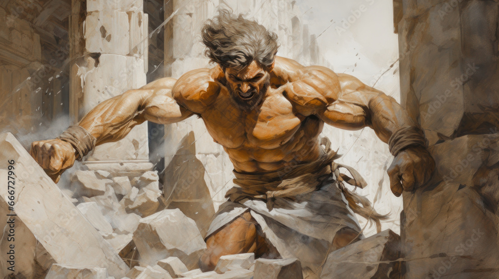 Samson the biblical hero with superhuman strength who freed Gods people ...