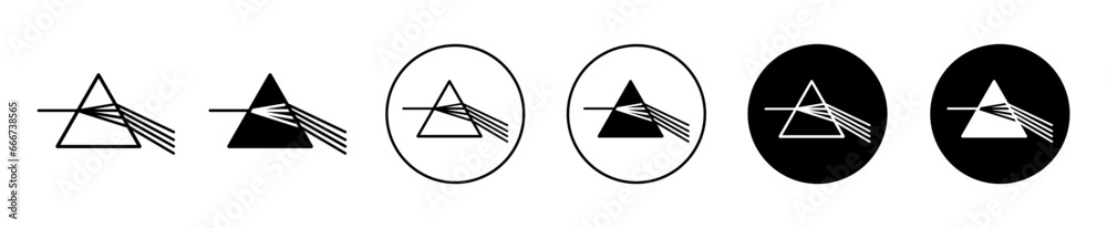 Prism dispersing light icon. triangular prism with ray diffraction and ...