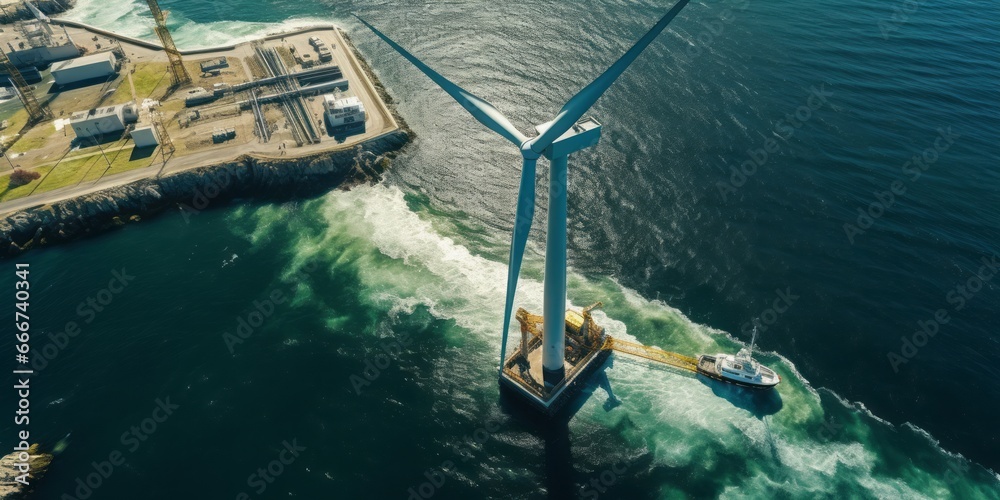 Efficient Offshore Wind Power Generation: A Crane's Precise Work near ...