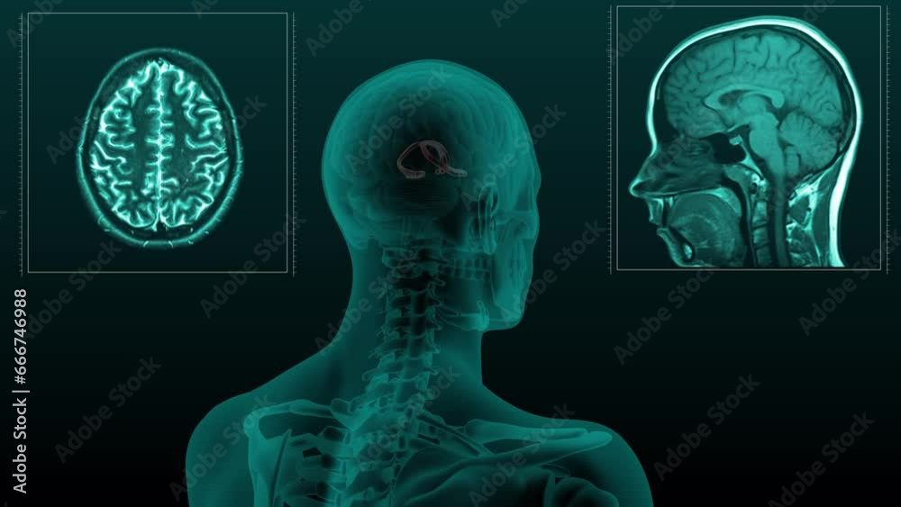 Magnetic Resonance Imaging, 3d render, brain, fornix cerebri, Brain ...