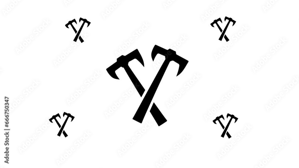 Zoom in and out animation the crossed axes symbol. Large black symbol ...