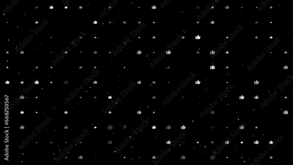 Template animation of evenly spaced thumb up symbols of different sizes ...