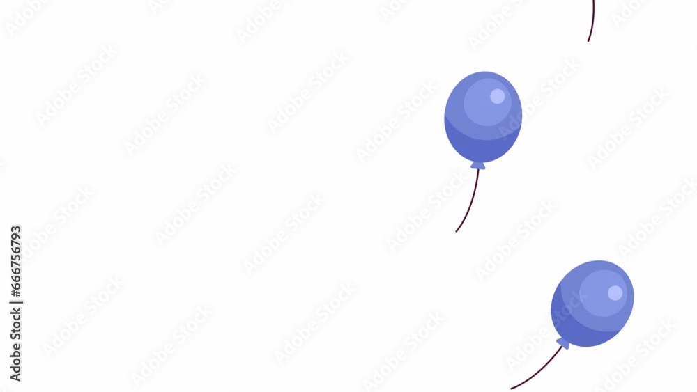 Flying up blue balloons on right side 2D objects animation. Milestone ...