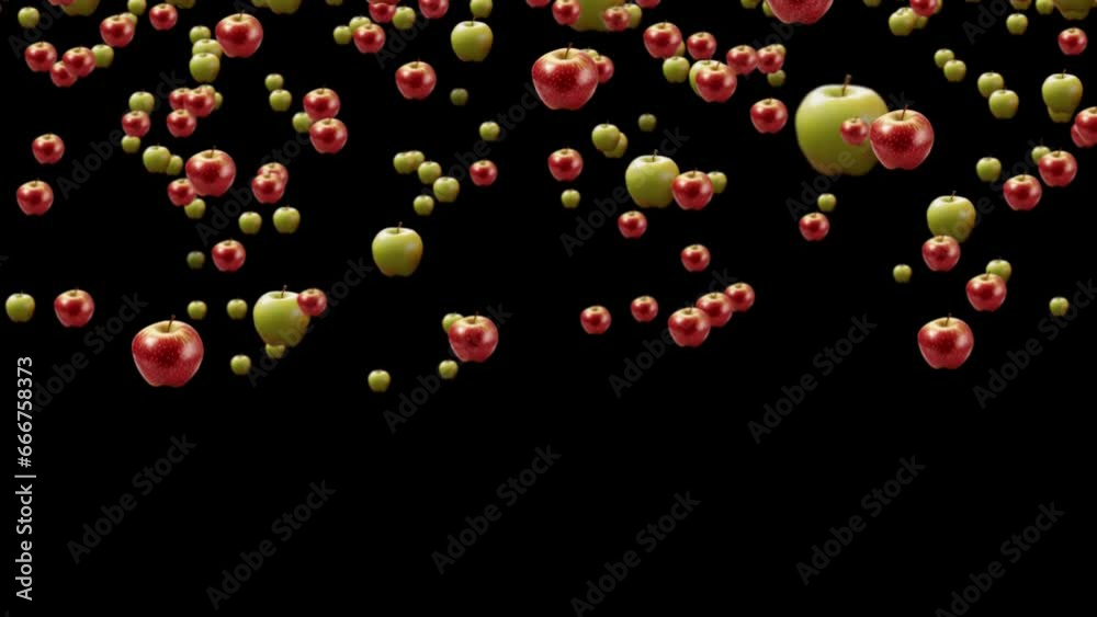 Vidéo Stock Apple Falling Slow Motion On Black Background, Green Apple ...