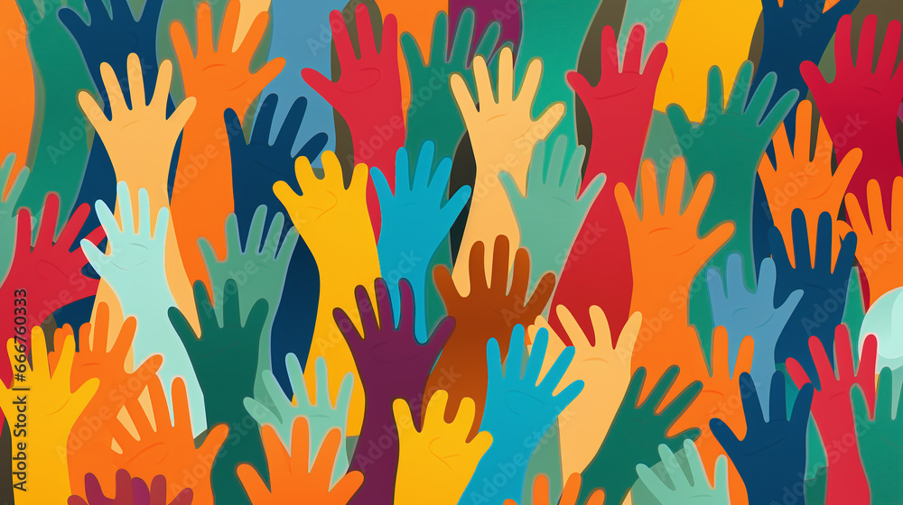 colorful hands background as symbol for teamwork Stock Illustration ...